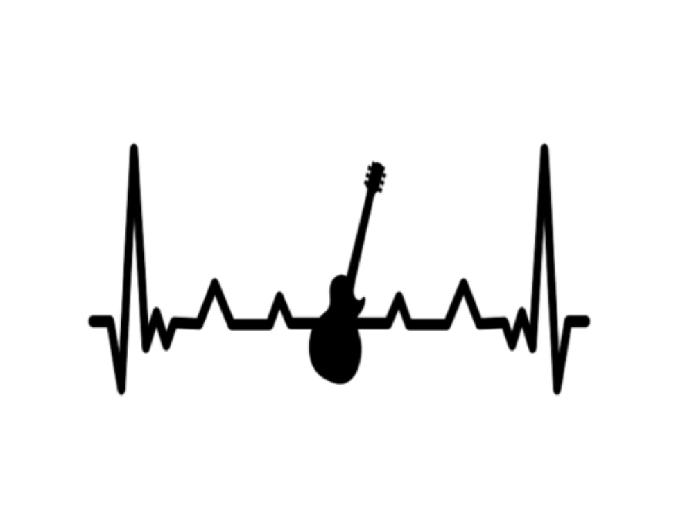 Guitar Heartbeat Decal | Sticker (Large Sizes) – Design Style