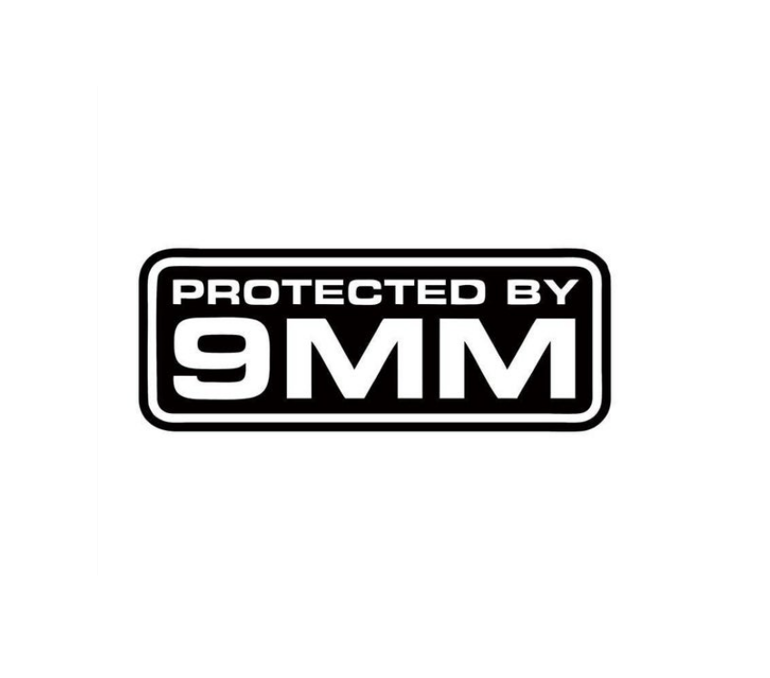 Protected By 9mm Decal | Sticker (Medium Sizes) – Design Style